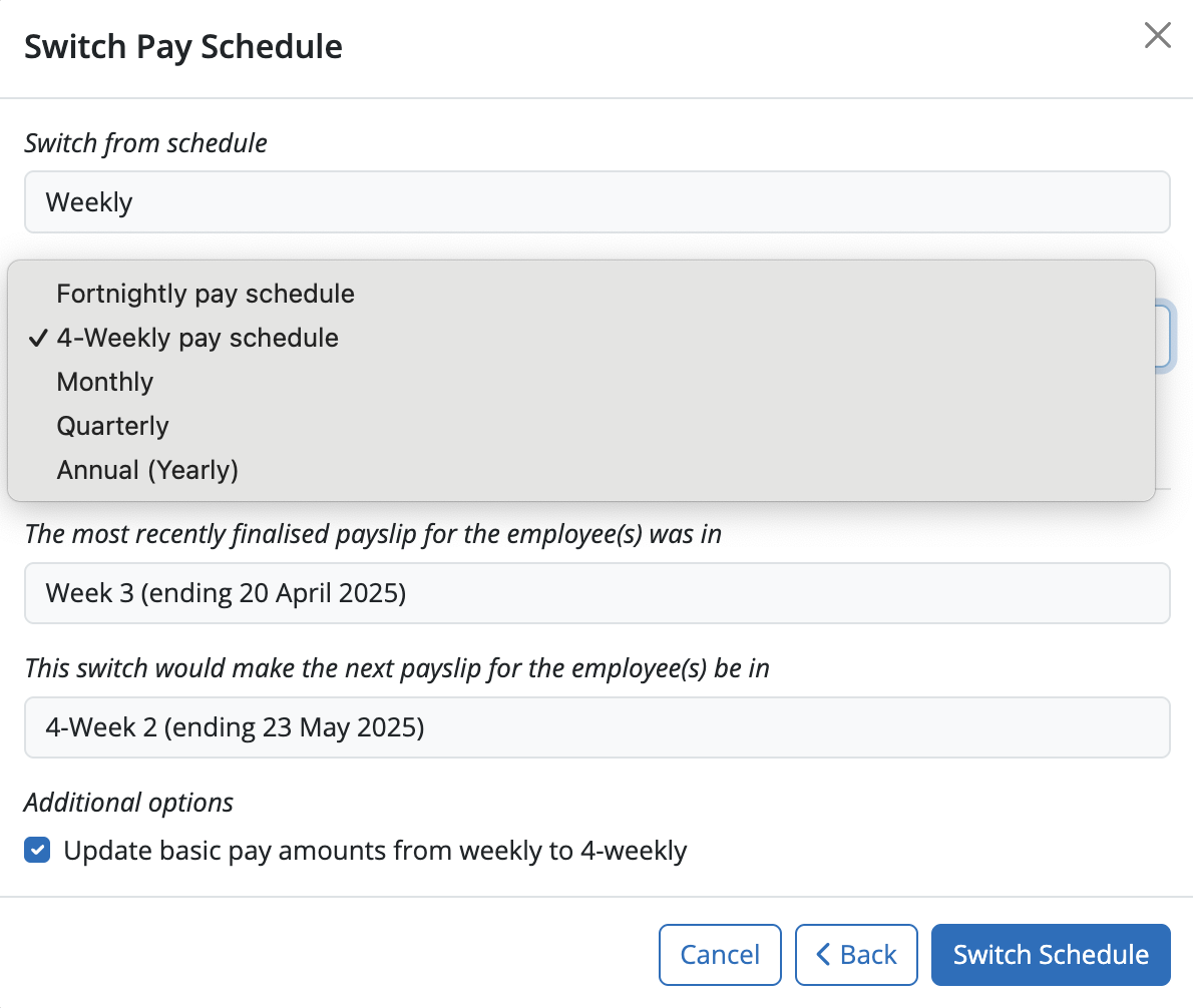 Switching an Employee's Pay Frequency – BrightPay UK