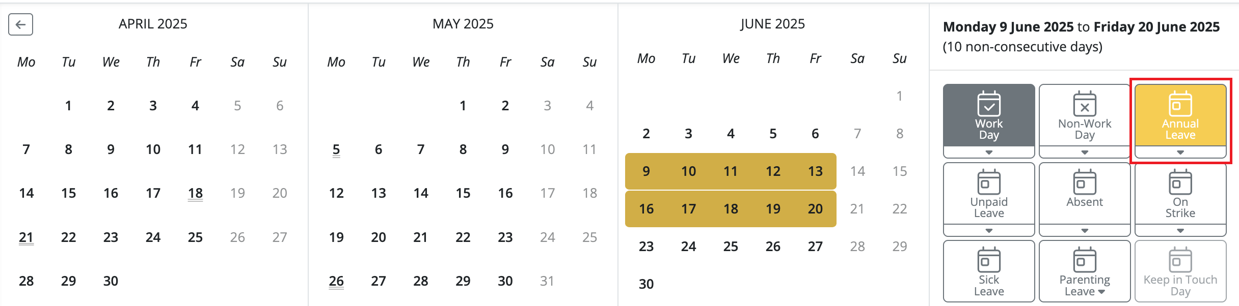 Employee Calendar - Overview – BrightPay UK