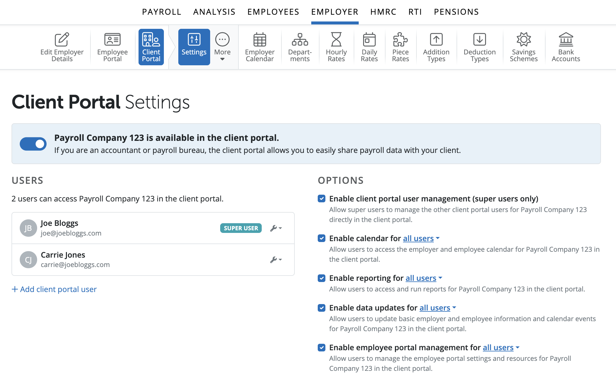 Brightpay Cloud - Options for Users on the Client Portal – BrightPay UK