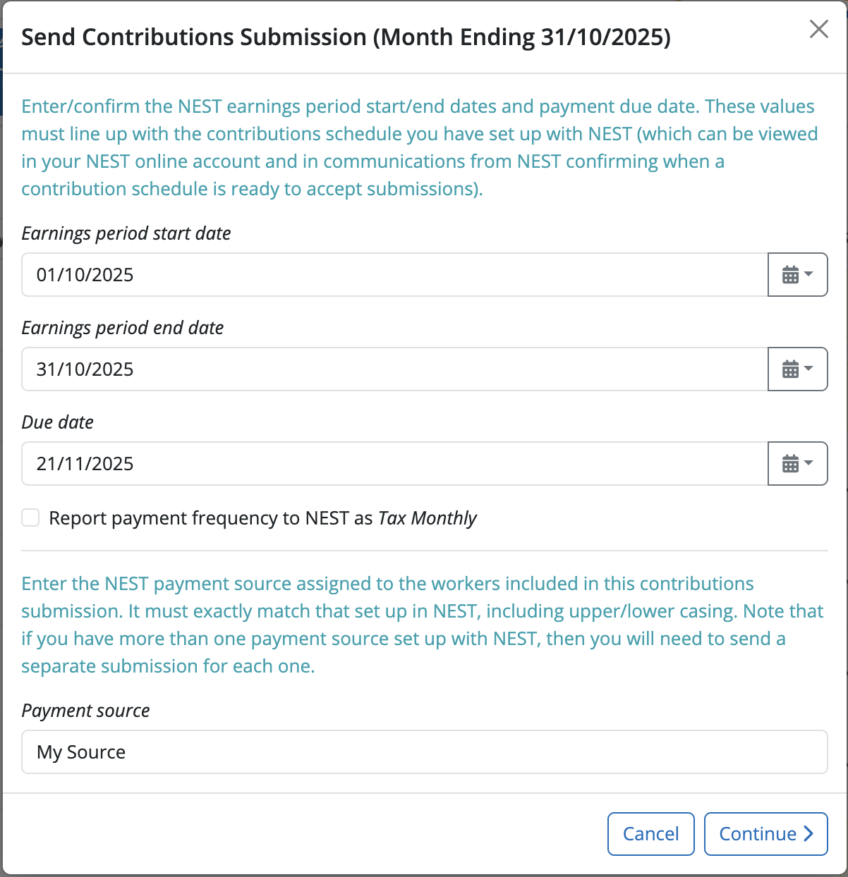 NEST - Error Message IFC01916 – BrightPay UK