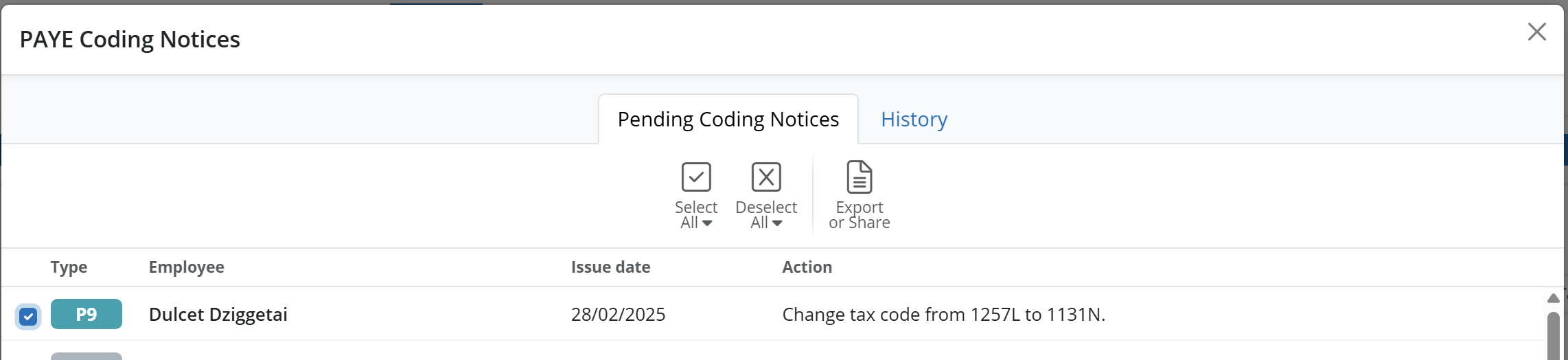Coding Notices – BrightPay UK